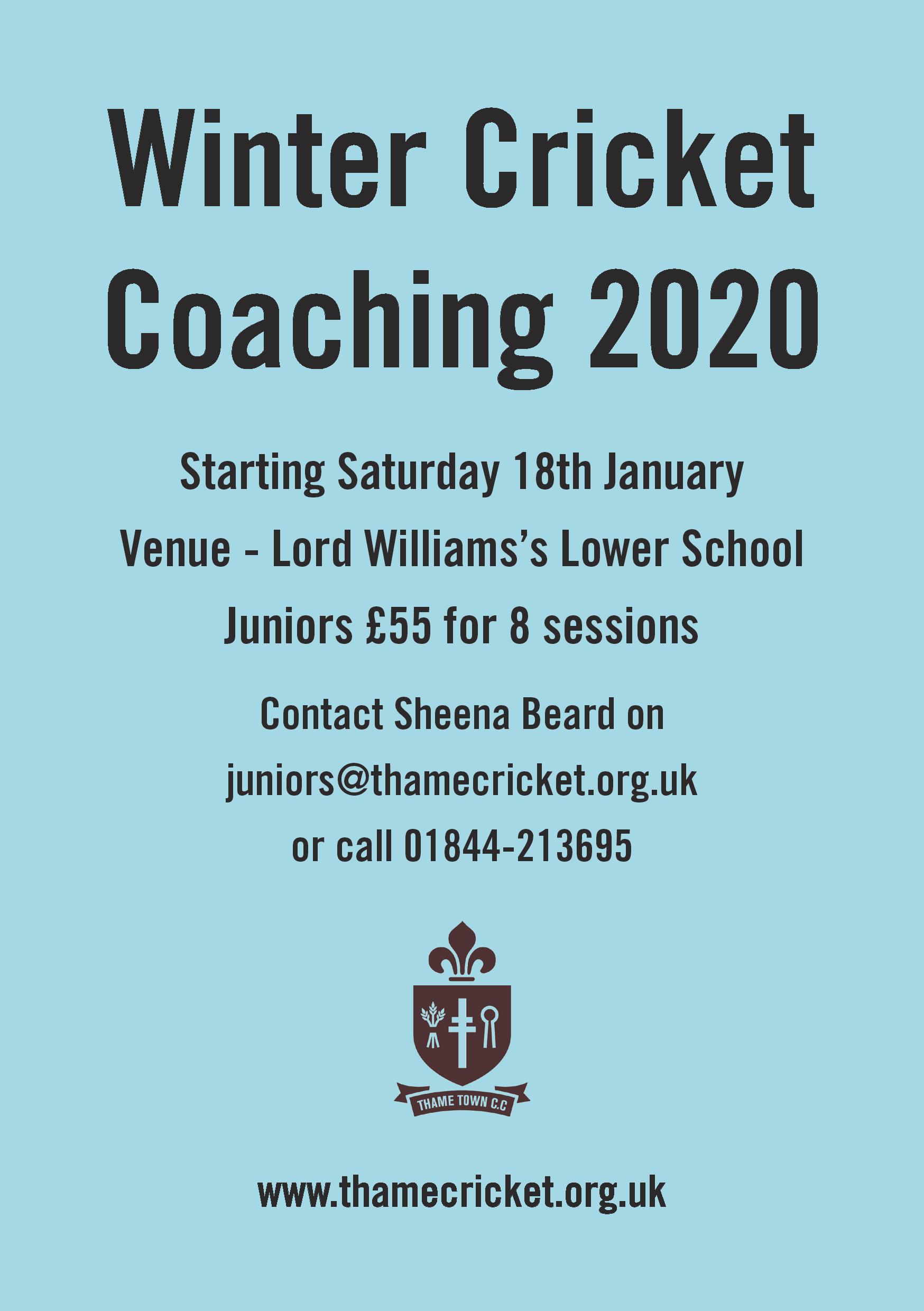 Junior Winter Nets 2020 - Thame Town Cricket Club